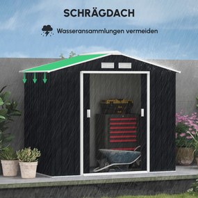 Outsunny kůlna na nářadí zahradní kůlna zahradní kůlna s rámem podlahy a posuvnými dveřmi ocelová odolná proti povětrnostním vlivům uhlíkově šedá 213…