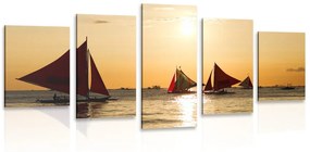 5-dílný obraz nádherný západ slunce na moři Varianta: 200x100