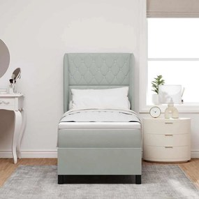 Postel s boxspringem s čelo Světle šedá 200 x 80 cm samet 3340844