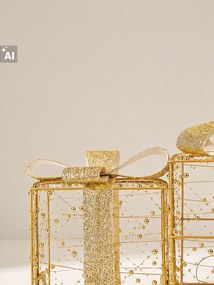 Sinsay - Vánoční LED dekorace ve tvaru dárků 2 pack - zlatá