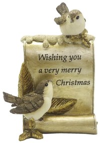 Dekorace soška ptáčci Merry Christmas – 10x5x15 cm