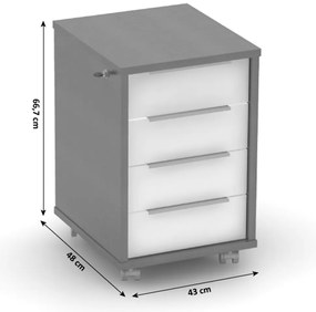 Kondela Kontejner se zámkem, grafit / bílá, RIOMA NEW TYP 30