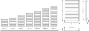 Hopa Piko koupelnový radiátor 630 x 1679 mm středové připojení černá RADPIK601731SP