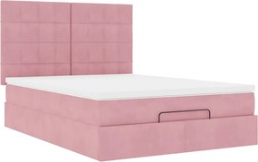 Osmanský rám postele s matracemi růžová 140x190cm samet 3314323