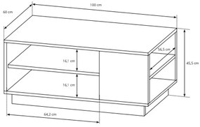 Konferenční stolek ARTENS Barva: bílá / bílý lesk / dub grandson