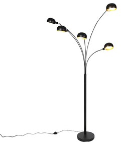 Designová stojací lampa, černá, 5 světel, šedesátá léta