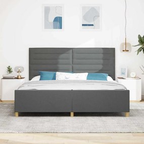 Rám postele s čelo Tmavě šedá 200 x 200 cm textil 3344677