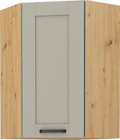 LUNA sa | horní skříňka 60x60 GN-90 1F (45°) rohová s policemi | VYSOKÁ | UNI dvířka | artisan/světle šedá