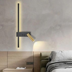 Toolight Toolight, LED nástěnné svítidlo 8W, 4000K, APP1439-W RIGHT, černá-zlatá lesklá, OSW-04777