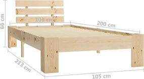 Rám postele masivní borové dřevo 100 x 200 cm 283161