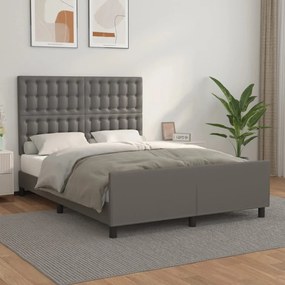 Rám postele s čelem šedý 140x190 cm umělá kůže 3125571