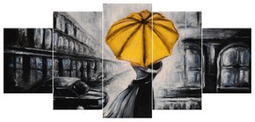 Gario Ručně malovaný obraz Žlutý polibek v dešti - 5 dílný Rozměry: 100 x 70 cm