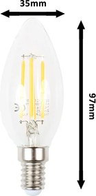 T-LED LED žárovka svíčka Filament 4W E14 stmívatelná 03340