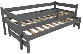 Vomaks Dětská postel s výsuvnou přistýlkou DPV 017 se zábranou Rozměr: 90 x 180 cm, Barva: barva šedá