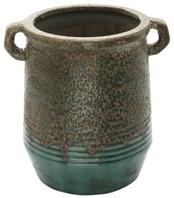 Zelný keramický květináč/váza s uchy Roussel – 16x19 cm
