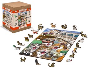 Puzzle wooden city dřevěné puzzle koťata v benátkách 2v1, 300 dílků eko