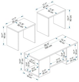Sada konferenčních stolků Sartos Beige and Atlantic Pine, 3 k