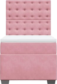 Box spring postel s matrací růžová 90x200 cm samet 3290821