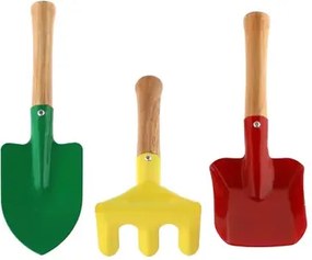TEDDIES Zahradní nářadí 3 ks / Dětské nářadí / kov, dřevo