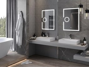 Mexen Onyx podsvícené koupelnové zrcadlo s kosmetickým zrcátkem 60 x 80 cm, LED 6000K, antipára - 9813-060-080-611-00