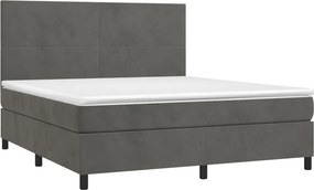 Box spring postel s matrací a LED tmavě šedá 160x200 cm samet 3136012