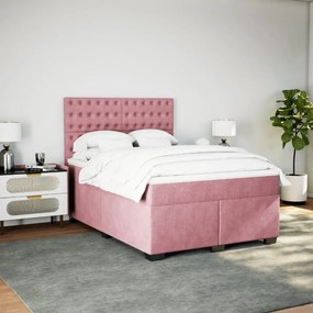 Box spring postel s matrací růžová 140x200 cm samet 3290947