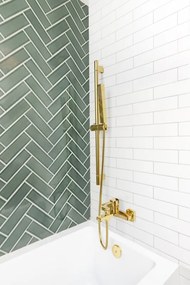 Invena Glamour Trend, sprchová sada se sloupem a 1-funkční ruční sprchovou hlavicí, zlatá lesklá, INV-AU-05-Z09-S
