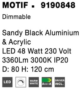 LED lustr Motif 80 černé stmívatelné