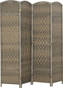Paraván HOMCOM 4 panely 180 × 180 cm – tmavý dub | Aosom