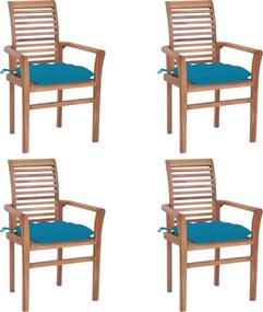 vidaXL Jídelní židle 4 ks podušky masivní teak [3062648] Barva: Šedá