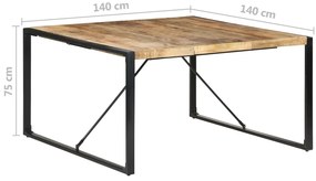 vidaXL Marketos Jídelní stůl 140 x 140 x 75 cm hrubé mangovníkové dřevo