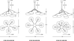 LUCIS K100.165.A350.5W DESIGNOVÉ ZÁVĚSNÉ SVÍTIDLO 10x40(30)W, E27, KARME