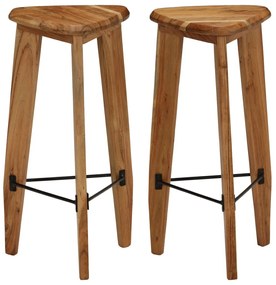 Barové stoličky 2 ks - trojúhelníkové | masivní akáciové dřevo