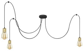 Lustr na lanku TUBE 3xE27/10W/230V pavouk černá/zlatá