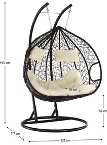 Kondela Závěsné dvojkřeslo, hnědá / krémová, DALVEA 2 NEW