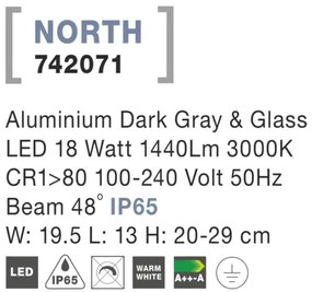 Venkovní LED lampa North 13 tmavě šedé