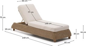 Ratanové polohovací zahradní lehátko v cihlové barvě Meria – Kave Home
