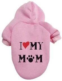 Jarní/podzimní obleček pro pejsky - "I love mom" s kapucí Barva: Růžová, Velikost: 7XL