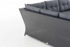 Rohová sedací souprava Sierra plochý ratan železitě šedá – černá