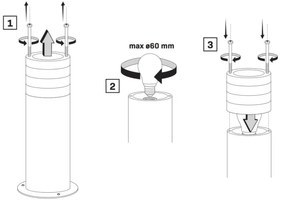 Venkovní lampa RINO 1xE27/12W/230V IP54 74 cm černá