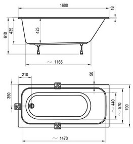 Ravak Chrome Slim Vana 160x70 cm, C731300000