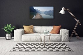 Obraz na plátně Molo Jezero Hory Krajina 100x50 cm
