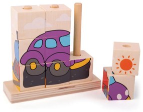 Bigjigs Toys Bigjigs Baby Nasazovací kostky dopravní prostředky