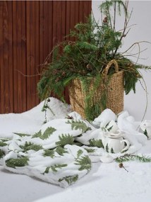 Sinsay - Vánoční deka s motivem vánočních stromků - krémová