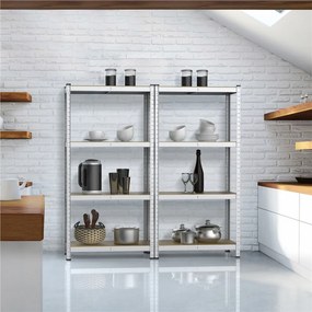 Zátěžový regál Yaheetech – Mod.8/2: 160 × 80 × 40 cm/640 kg stříbrná (264515749188)