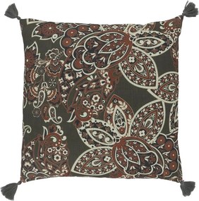 Zelený povlak na polštář s Paisley vzorem a střapci Aix Quilt - 50*50 cm