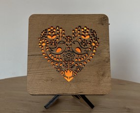 Li-Go "Srdce malované" lampa 19x19cm provedení povrchu: dub světlý
