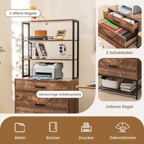 Costway Kartotéka s nabíjecí stanicí kancelářská skříňka se 3 otevřenými