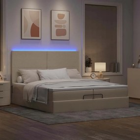 Osmanský rám postele s matrací krémová 200x200cm textil 3313953