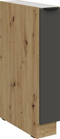 ARIA pa | dolní skříňka 15 D CARGO s výsuvnou drátěnou policí | 15 cm | artisan/šedá grafit